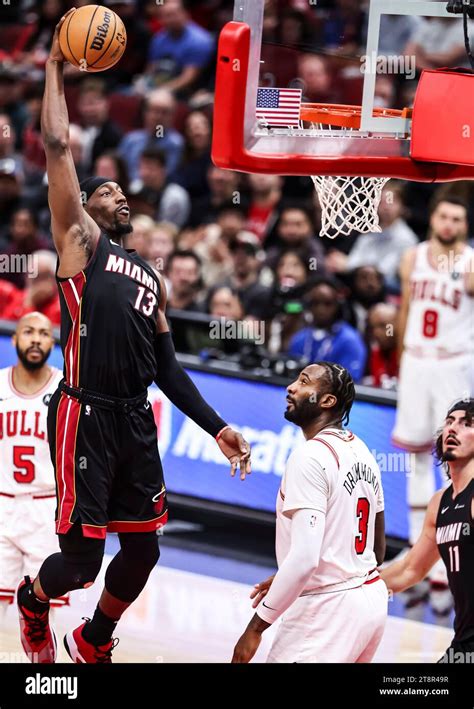 Chicago Usa 20th Nov 2023 Bam Adebayo Top Of Miami Heat Rises Up For A Dunk During The