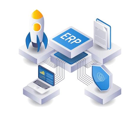 Premium Vector Erp Business Network Technology Isometric Flat