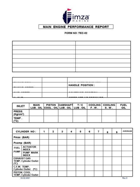 Tec 02 Main Engine Performance Report Pdf Turbocharger Engines