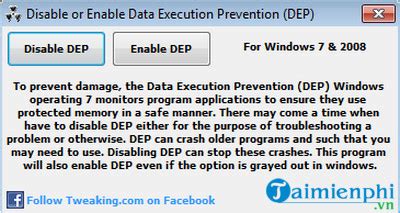 Download Disable Enable DEP 1 0 0 Giải pháp kích hoạt và vô hiệu hóa