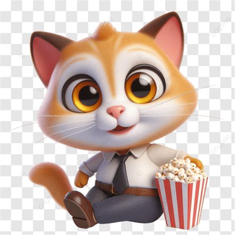 귀여운 고양이와 팝콘 3d 렌더링 만화 캐릭터 귀여운 고양이 팝콘 3d 렌더링 만화 캐릭터 만화 Png 일러스트 및 이미지 에 대한 무료 다운로드 Pngtree