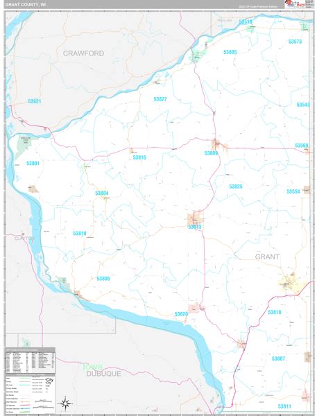 Grant County Wi Wall Map Premium Style By Marketmaps Mapsales