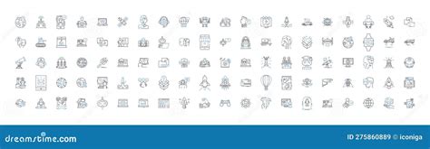 Website Design Line Icons Collection Typography Layout Navigation