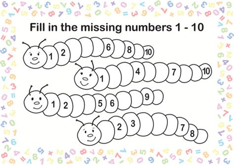 Free Missing Numbers Worksheets Fill In Write And Exercises