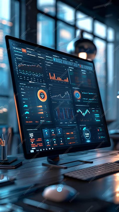 Ultrarealistic Hightech Dashboard For Data Analytics Modern Office Setting With Ai Integration