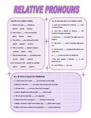 RELATIVE PRONOUNS ESL Worksheet By Mariaah