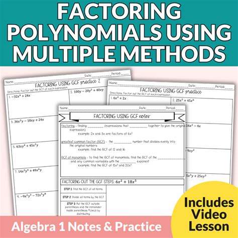 Algebra 1 Factoring Worksheets Factoring Quadratics When A ≠ 1 Ac