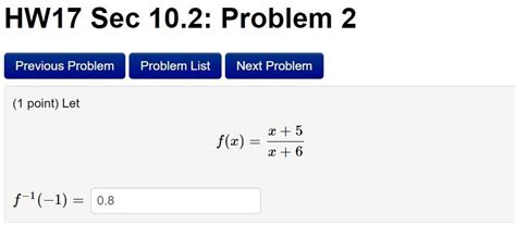 Solved 1 Point Let F X X 6x 5 F−1 −1