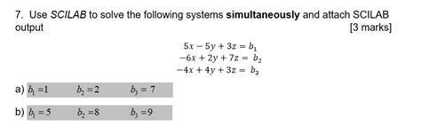 Solved Use SCILAB To Solve The Following Systems Chegg