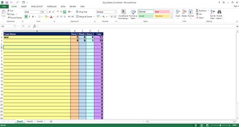 Excel Quiz Template