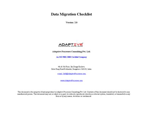 Data Migration Checklist Template Excel XLS