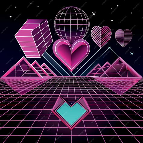 Geometry Wireframe Shapes And Grids In Neon Pink Color Premium Ai Generated Vector