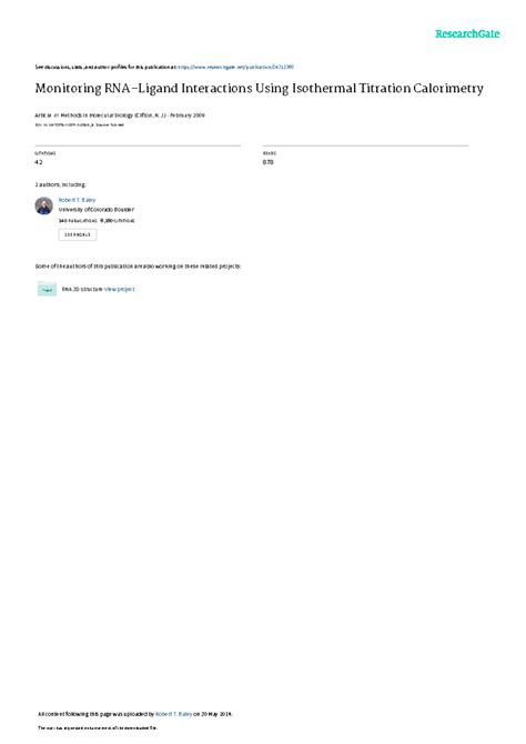 Rna Ligand Interaction See Discussions Stats And Author Profiles For This Publication At