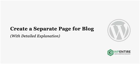 how to create a separate page for blog posts and front page