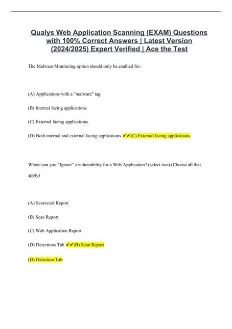 Qualys Web Application Scanning Exam Questions With 100 Correct