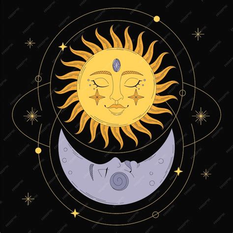 Premium Vector Sun And Moon Drawing Illustration
