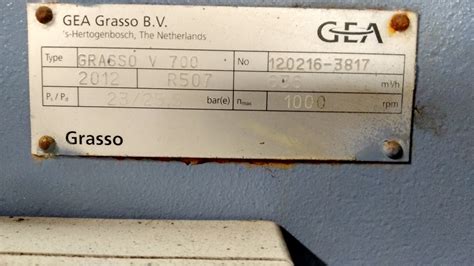 Grasso V 700 Gea Single Stage 4 Cilinder Compressor Hos Bv