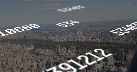 Floating Numbers Animation Over Aerial View Of Cityscape And Park Stock Footage Video Of City