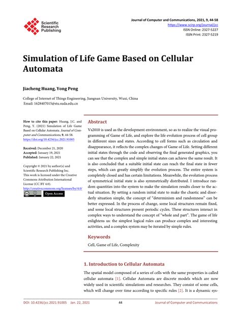 pdf simulation of life game based on cellular automata