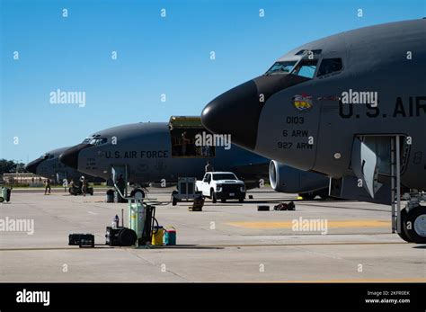 Three Us Air Force Kc 135 Stratotankers Remain Dormant On The