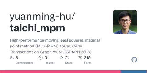 Github Yuanming Hutaichimpm High Performance Moving Least Squares Material Point Method