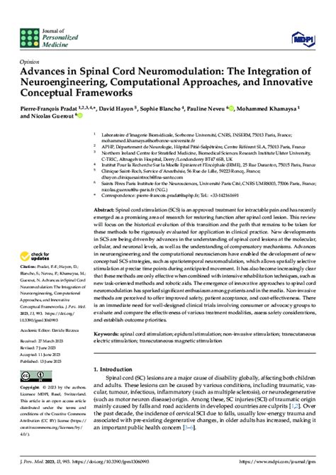 Pdf Advances In Spinal Cord Neuromodulation The Integration Of