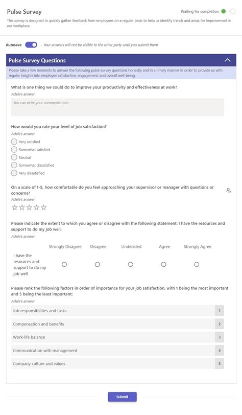 Pulse Survey Template Teamflect