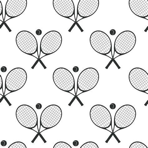 Premium Vector Hand Drawn Seamless Pattern Tennis Rackets And Balls
