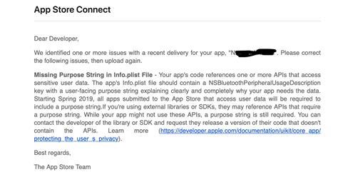 facebook missing purpose string in info plist file xcode 10 1 and ios