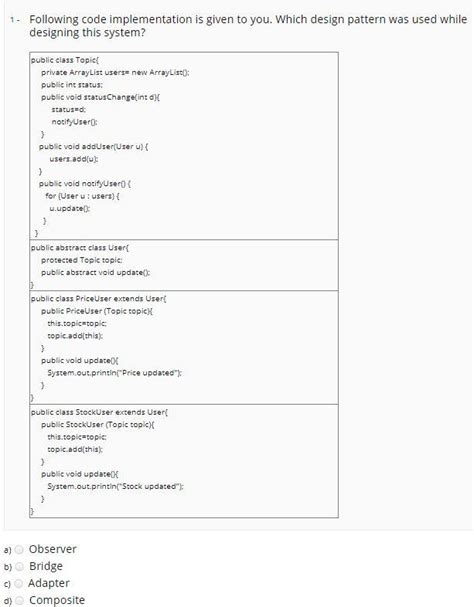 Solved 1 Following Code Implementation Is Given To You Chegg Com