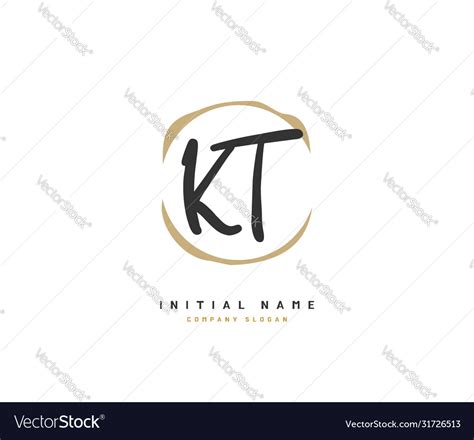 K T Kt Beauty Initial Logo Handwriting Logo Vector Image