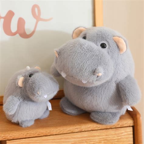 Hot Cute Fluffy Hippo Plush Toy Soft Stuffed Cartoon Hippopotamus