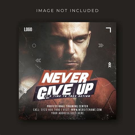 Premium Psd Never Give Up Sports Social Media Post Template