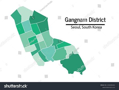 Gangnam Gu District Map Seoul South Stock Vector Royalty Free