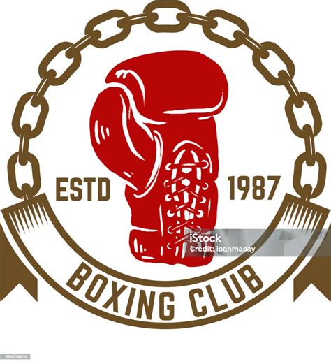 챔피언 권투 클럽입니다 복 서 장갑과 엠 블 럼 템플릿입니다 레이블 상징 기호에 대 한 디자인 요소입니다 Championship에 대한 스톡 벡터 아트 및 기타 이미지