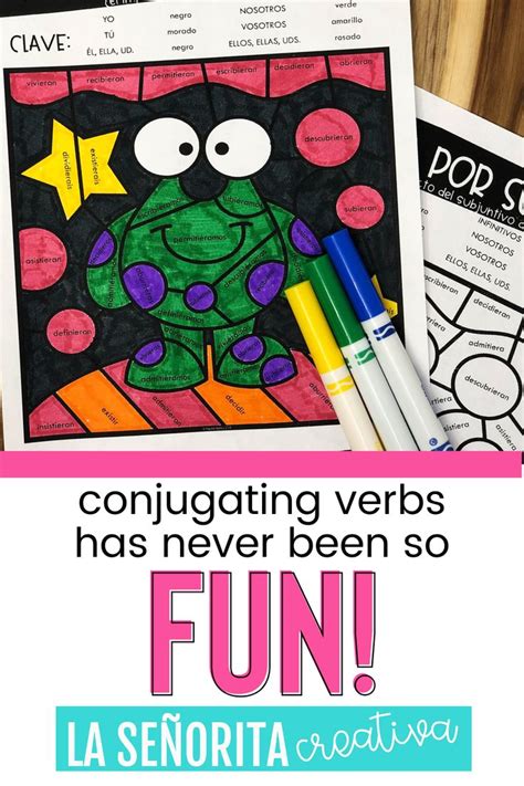 Imperfect Subjunctive Spanish Verb Conjugation Coloring Emergency Sub Plan Spanish Verbs