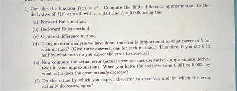 solved consider the function f x ex ﻿compute the finite