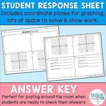 Inverse Function Practice By Calculus And Chai TPT
