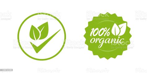 유기농 식품 제품 라벨 스탬프 및 배지 스티커 플랫 그린 컬러 로고 절연 100 천연 화학 물질 맛 무료에 대한 인공 첨가제 및 방부제가 아이콘 벡터를 추가하지 않습니다
