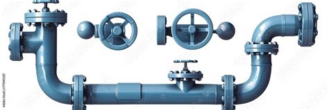 Realistic Piping System Fittings And A Pipe With A Ball Valve Industrial Faucet For Sewage