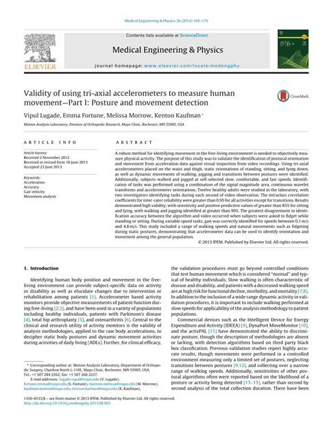 Pdf Validity Of Using Tri Axial Accelerometers To Measure Human