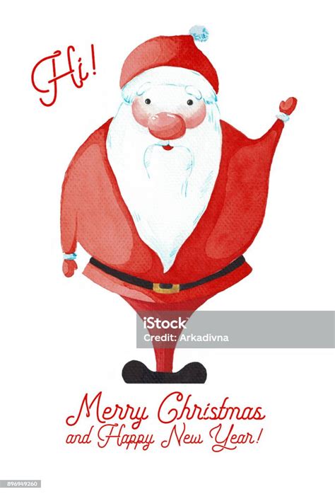 만화 산타 클로스 그린 수채화에 고립 된 흰색 배경 크리스마스와 새 해 엽서입니다 2018년에 대한 스톡 벡터 아트 및 기타 이미지 2018년 겨울 계절 Istock