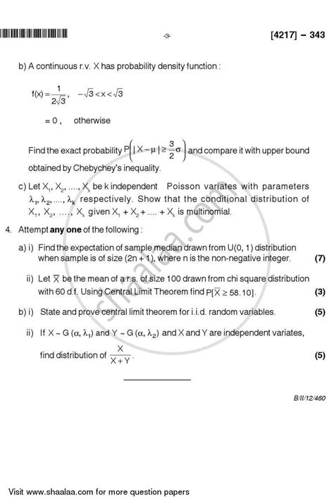 Distribution Theory 1 2012 2013 Bsc Statistics Semester 5 Tybsc Question Paper With Pdf