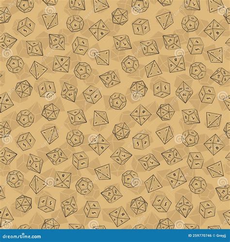 Brown Pattern Of D4 D6 D8 D10 D12 And D20 Dice For Board Games Stock Vector Illustration
