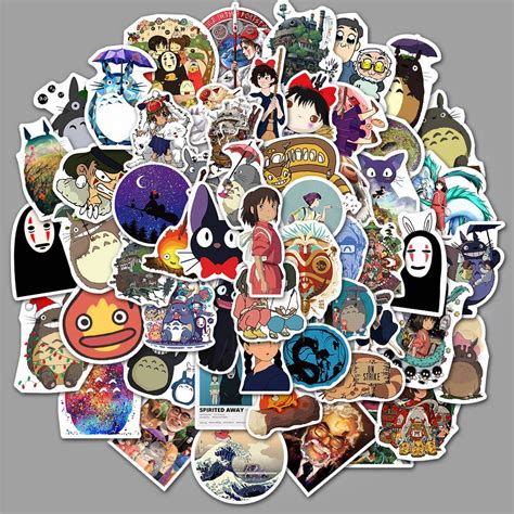 50pcs Japanese Anime Stickers Ghibli Hayao Miyazaki Totoro Spirited