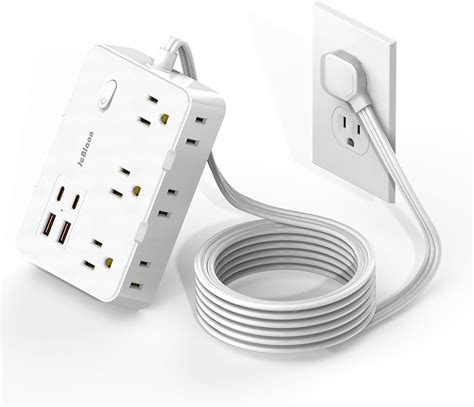 Flat Plug Power Strip Surge Protector 5ft Ultra Thin