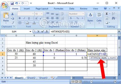 Summary Of Trigonometric Functions In Excel
