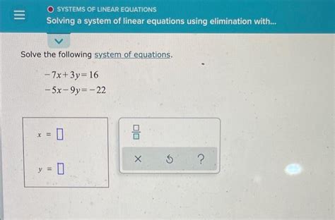 Solved O SYSTEMS OF LINEAR EQUATIONS Solving A System Of Chegg Com