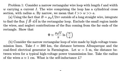 Solved Problem Consider A Narrow Rectangular Wire Loop Chegg