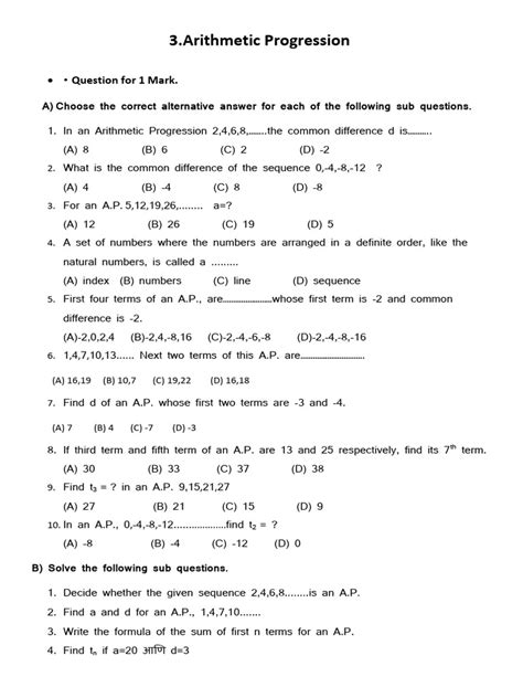 Arithmetic Progression Questions And Solutions Pdf Numbers